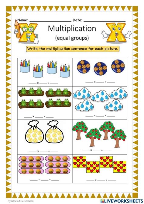 Multiplication Equal Groups Exercise Multiplication Multiplication