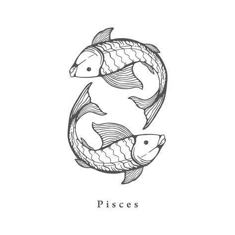 Premium Vector Pisces Zodiac Symbol Hand Drawn