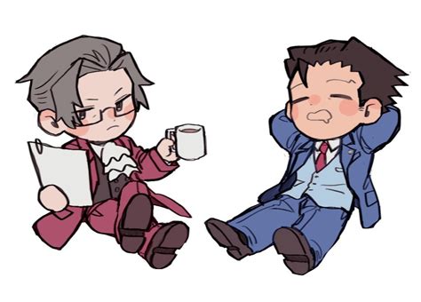 Phoenix Wright And Miles Edgeworth Ace Attorney Drawn By Ermnkcn