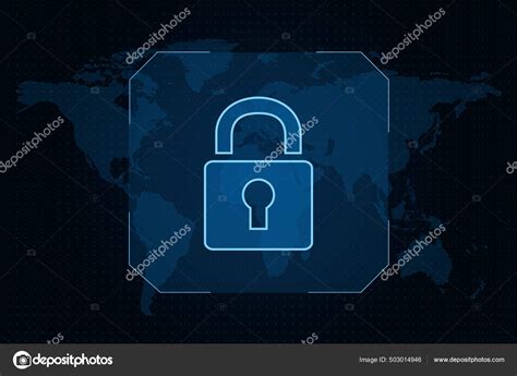 Cyber Security Technology Concept Shield Keyhole Icon World Map