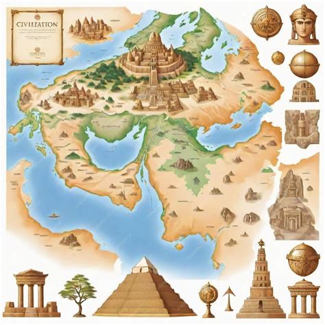 Ancient Civilization Map Detailed Vector Set Premium Ai Generated Vector