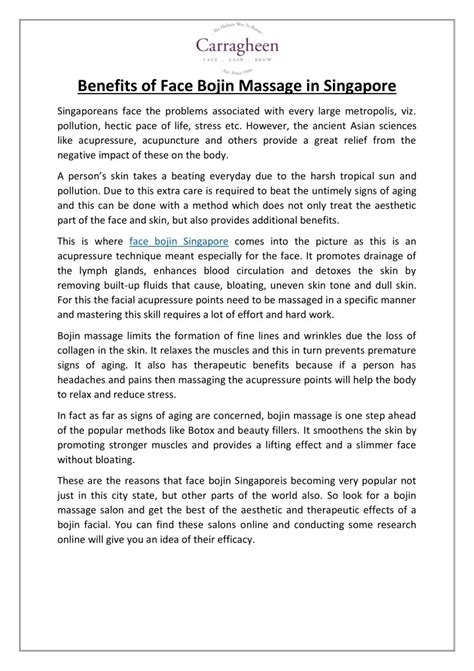 Ppt Benefits Of Face Bojin Massage In Singapore Powerpoint