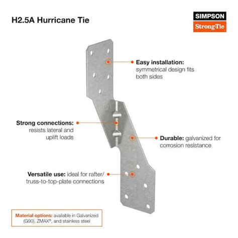 Simpson Strong Tie H2 5a 18 Gauge Galvanized Hurricane Tie H2 5a The Home Depot