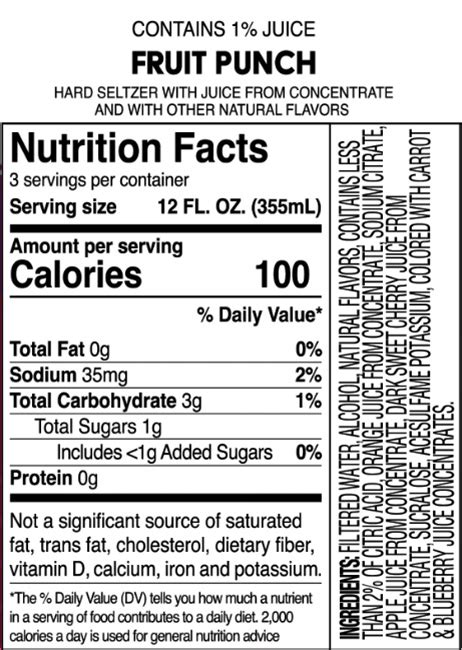 Fruit Punch Nutrition Information