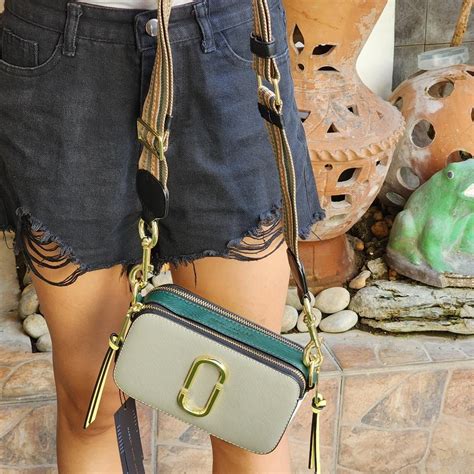 The Color Block Snapshot Small Camera Bag Webbing Strap Grey Green Womens Fashion Bags