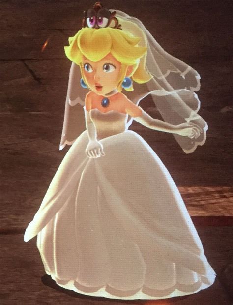 Princess Peach Wedding Dress Fanart Princess Peach Holding Her Dress
