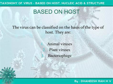 Classification Of Virus Based On Nucleic Acid Structure And Host Pptx