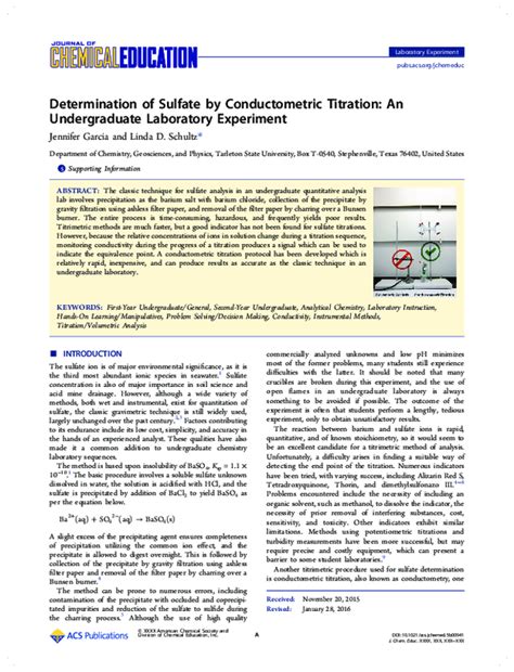 Pdf Determination Of Sulfate By Conductometric Titration An