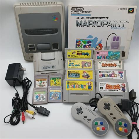 Nintendo Super Famicom Sfc 1 Chip Console Set 13 Softwares Mouse