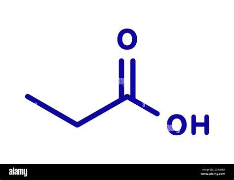 Propionic Acid Propanoic Acid Molecule Used As Preservative In Food Blue Skeletal Formula On