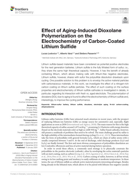Pdf Effect Of Aging Induced Dioxolane Polymerization On The
