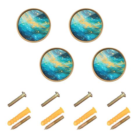 Blue And Golden Cabinet Knobs Kitchen Drawers Knobs Door Round Pulls
