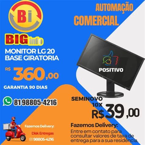 Monitor 195 Led Ergonômico Ajuste De Altura Rotação Inclinação