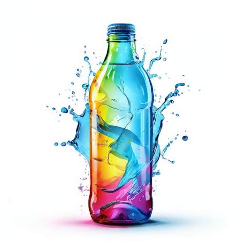 Colorful Splash In Water Bottle Premium Ai Generated Image