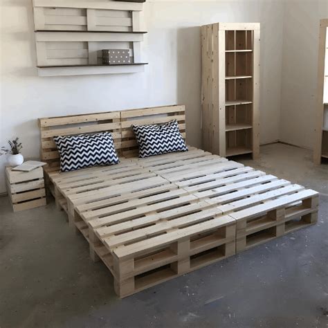 King Size Pallet Bed With Side Table Ptb009 Palletrendz
