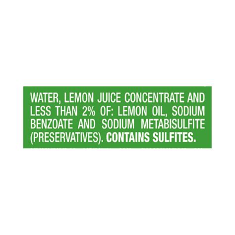 Realemon 100 Juice Lemon Ingredients