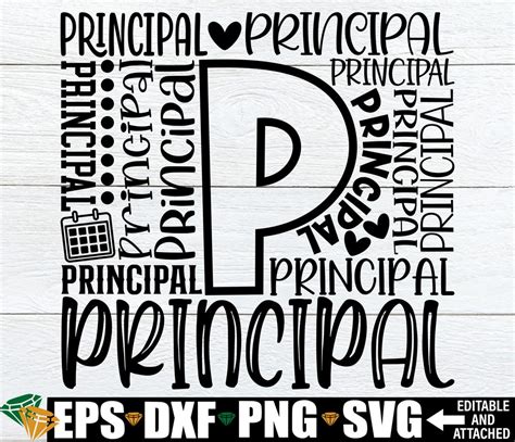 Principal Word Collage Svg Principal Word Art Svg Cut File