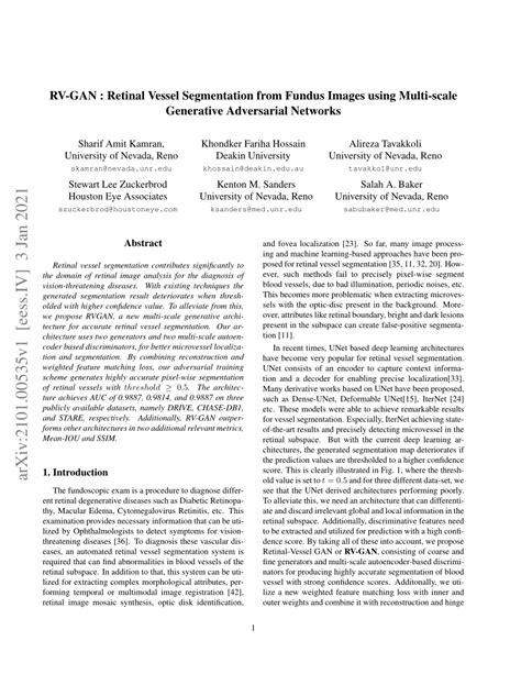 Pdf Rv Gan Retinal Vessel Segmentation From Fundus Images Using Multi Scale Generative