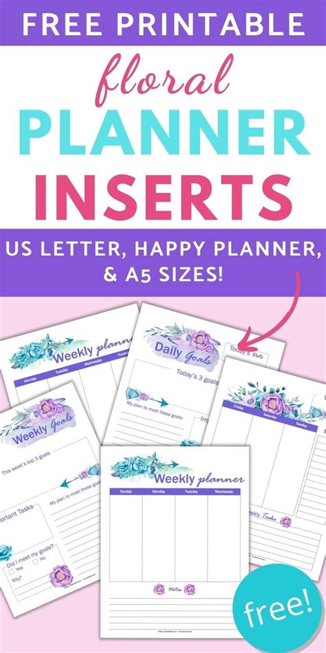 Free Printable Floral Weekly Planner Inserts Artofit
