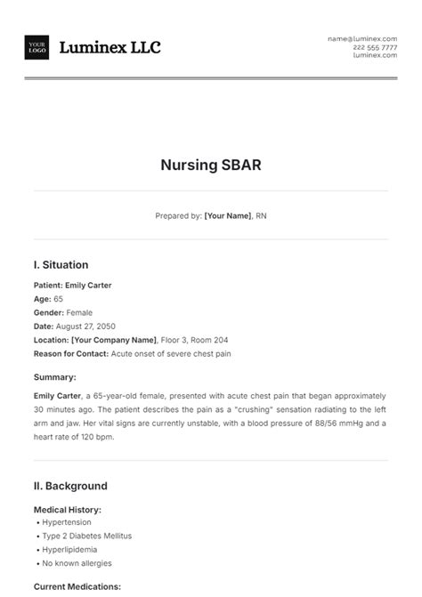Free Nursing Sbar Template To Edit Online