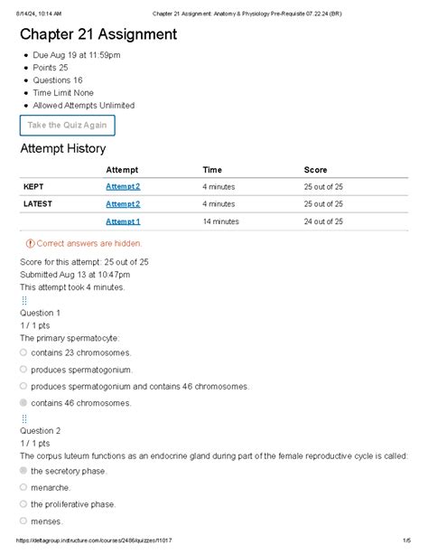 Chapter 21 Assignment Anatomy And Physiology Biol 103 Chapter 21
