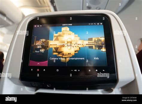 Doha Qatar October 13 2023 A Qatar Airways Airbus A380 Economy