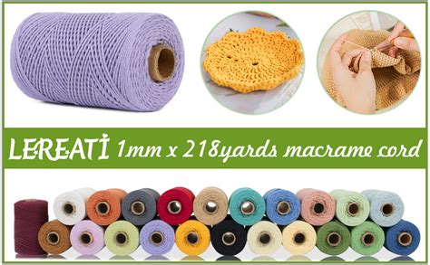 Lereati 1mm Macrame Cord 218 Yards Colored Cotton Cord 3 Strand Twisted Cotton String For Lereati 1mm Macrame Cord 218 Yards Colored Cotton Cord 3 Strand Twisted Cotton String For