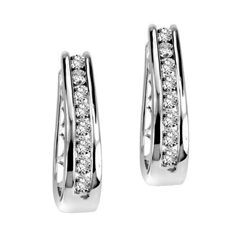 10kt White Gold Round Brilliant Diamondhoop Earrings Ear Dia 1648