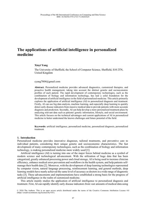 Pdf The Applications Of Artificial Intelligence In Personalized Medicine
