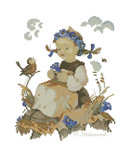 Hummel Blue Belle Cross Stitch Design