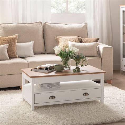 Table Basse Relevable Avec Tiroir Blanc Marais Klast Home