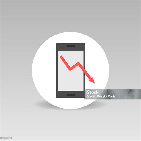 Sales Drop Chart On The Smartphone Screen Vector Round Icon Stock