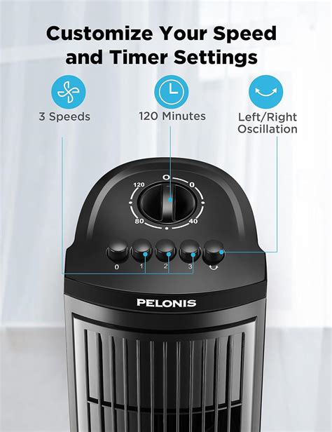 Pelonis 30 Inch Oscillating Tower Fan With 3 Speed Settings And Auto