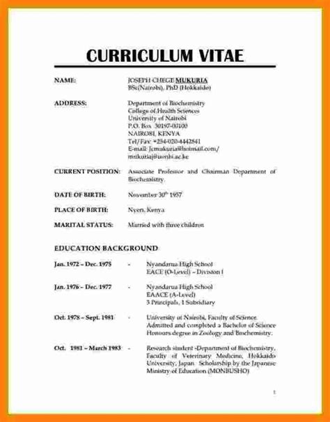 Curriculum Vitae Format Normal Asta Curriculum Vitae