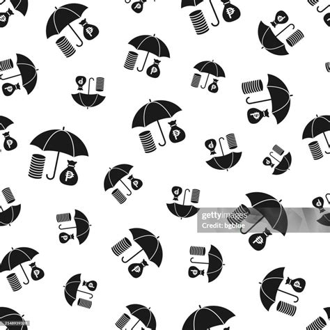 Money Protection Peso Seamless Pattern Icons On White Background High