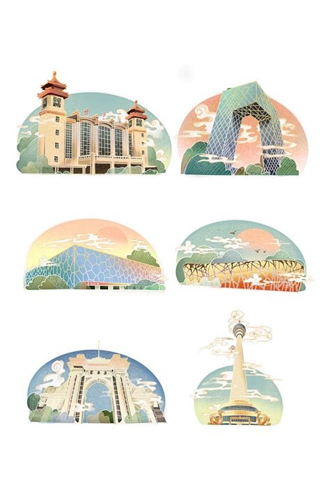 卡通手绘北京建筑图片元素图片素材 花瓣网