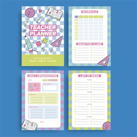 Free Vector Teacher Planner Template Design