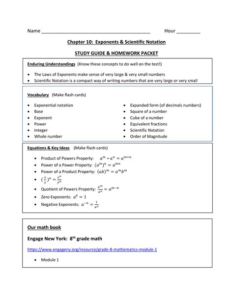 Chapter 10 Exponents And Scientific Notation Study Guide
