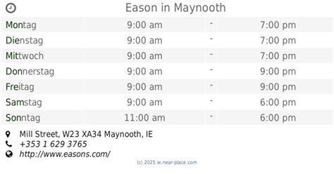 🕗 Eason Maynooth öffnungszeiten Mill Street Tel 353 1 629 3765
