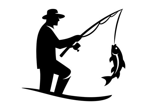 Fisherman Svg Man With Fishing Rod Catching Fish Silhouette Clip Art
