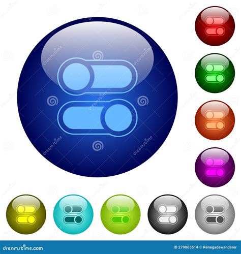 Horizontal Toggle Switches Alternate Color Glass Buttons Stock Vector