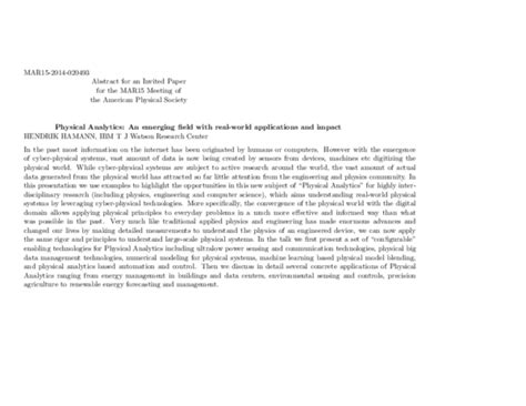 Pdf Physical Analytics An Emerging Field With Real World Applications And Impact