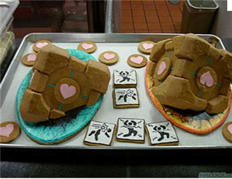 Christmas Gingerbread House Scene Portal Cake Companion Cube Cake