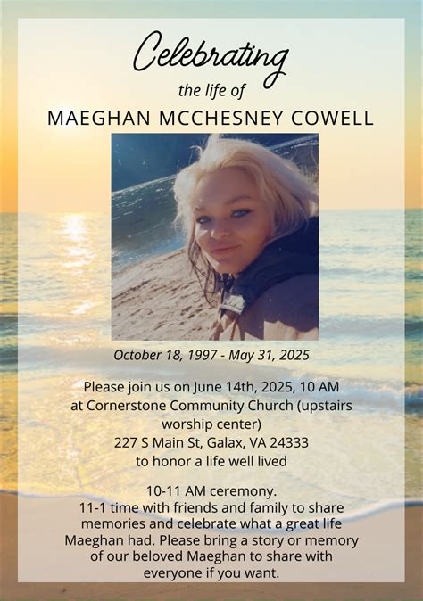 Maeghan Mcchesney Cowells Celebration Of Life