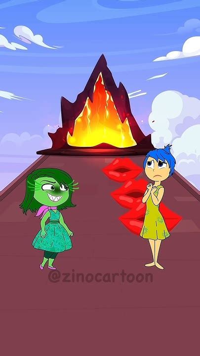 Inside Out Kiss Run Challenge Disgust And Joy Animation Cartoon