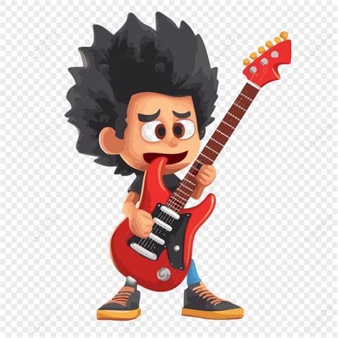 你搖滾剪貼畫卡通男孩在樂隊裡用頭髮彈電吉他 向量你在eps圖案素材免費下載，可愛卡通圖片，尺寸4267 × 4267px Lovepik