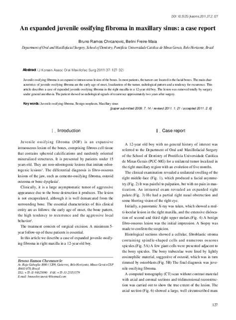 Pdf An Expanded Juvenile Ossifying Fibroma In Maxillary Sinus A Case Report