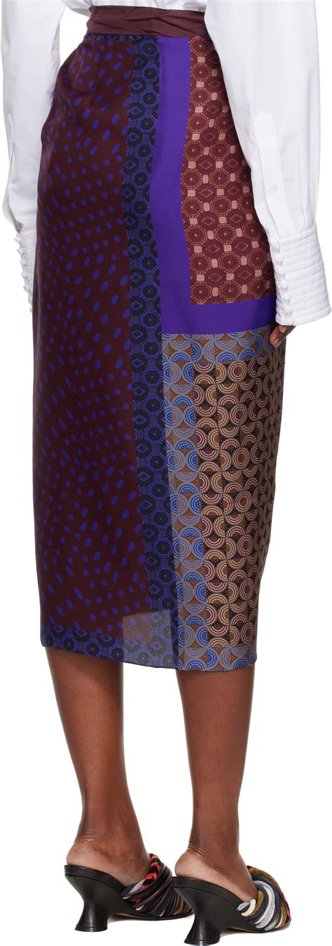 Dries Van Noten Burgundy Long Scarf Midi Skirt Dries Van Noten