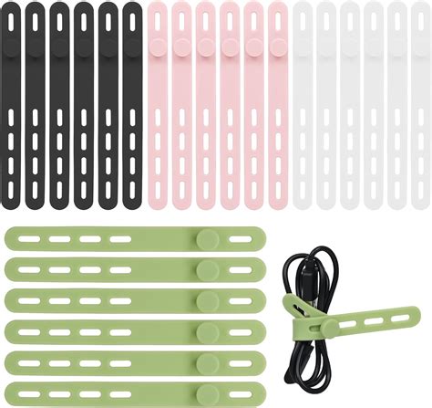 Donruby 24pcs Silicone Cable Ties Reusable And Washable With Locking