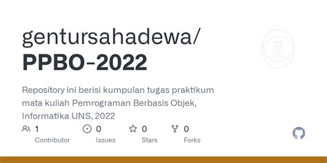 Github Gentursahadewappbo 2022 Repository Ini Berisi Kumpulan Tugas Praktikum Mata Kuliah
